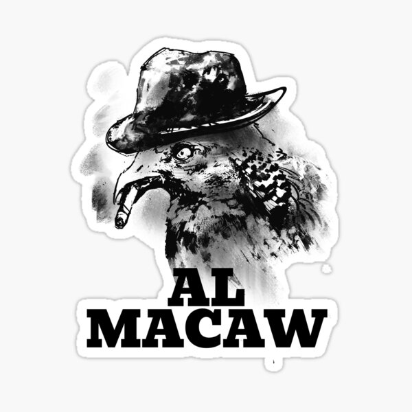 "Al Macaw - Al Capone Bird Wordplay" Sticker for Sale by Area31Studios ...