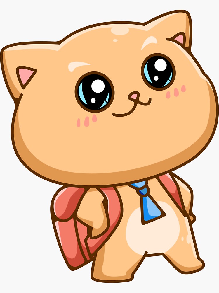 "Cute Cat Wearing backpack Back to School Kids" Sticker for Sale by ...