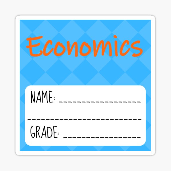 "Economics notebook labels for school - blue" Sticker for Sale by ...
