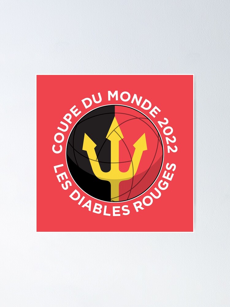 Poster « Les Diables Rouges - Coupe Du Monde 2022 (Blanc sur Rouge ...