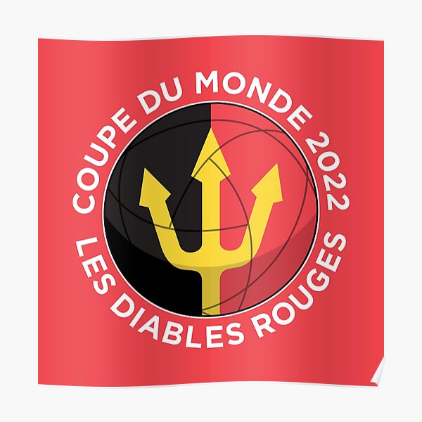 Poster « Les Diables Rouges - Coupe Du Monde 2022 (Blanc sur Rouge ...