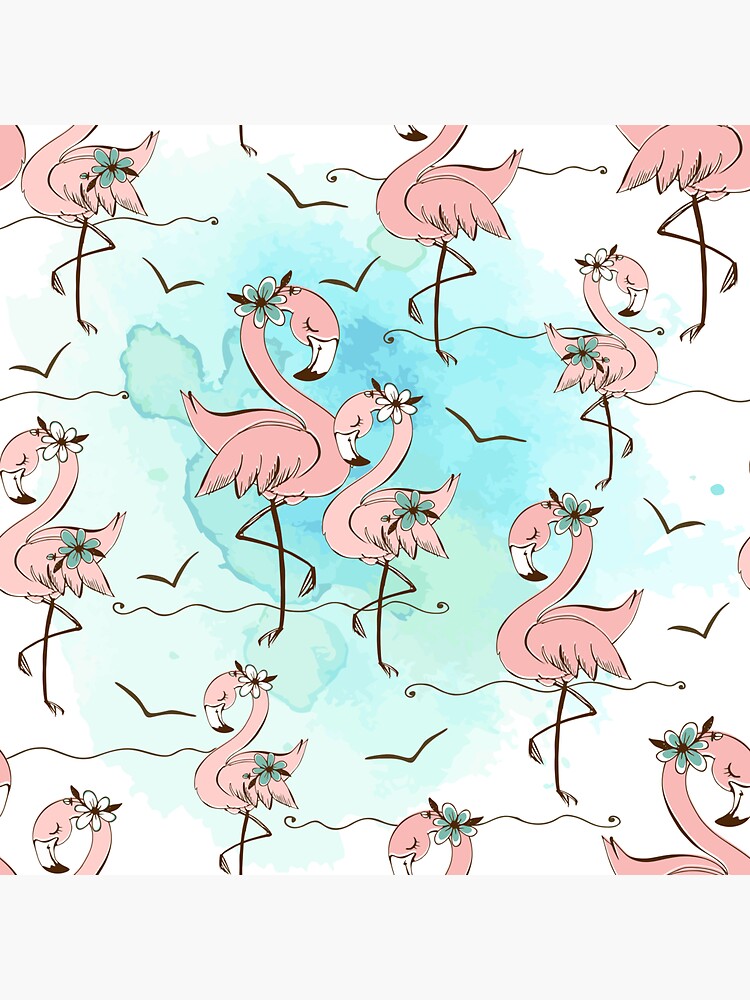 "Cute Flamingo Seamless Patterns" Sticker for Sale by alamuk96 | Redbubble