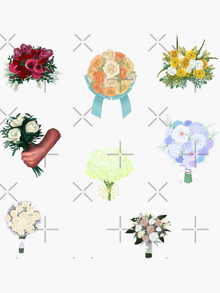 "Flower bouquet stickers pack " Sticker for Sale by Loveartse | Redbubble