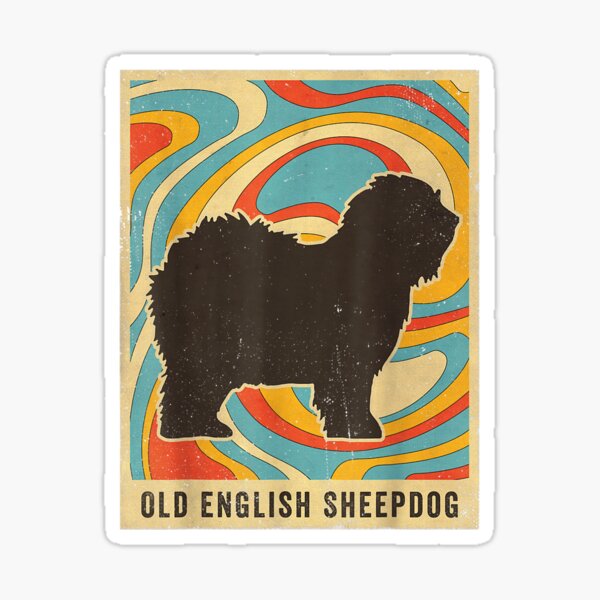 "Old English Sheepdog Dog Retro Vintage Gift 10536" Sticker for Sale by ...