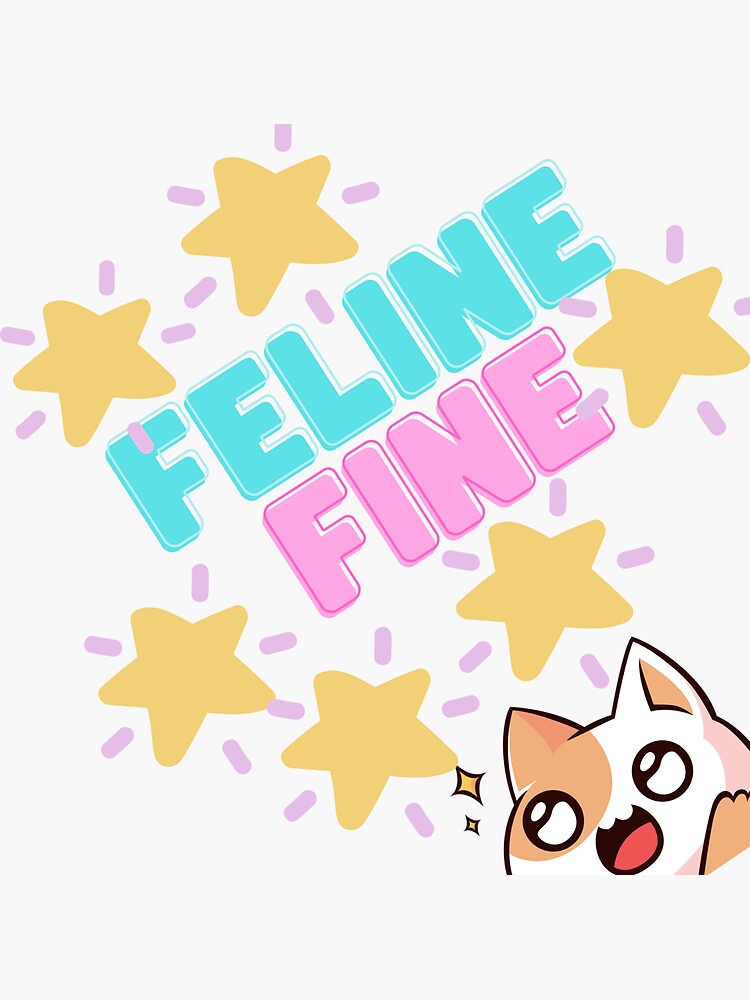 "Cute Kawaii Feline Fine Cat Logo" Sticker for Sale by GameStationary ...