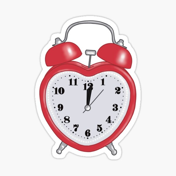 "red heart shaped alarm clock aesthetic dollette coquette" Sticker for ...
