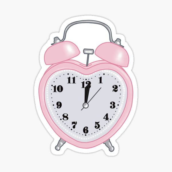 "pink heart shaped alarm clock aesthetic dollette coquette" Sticker for ...