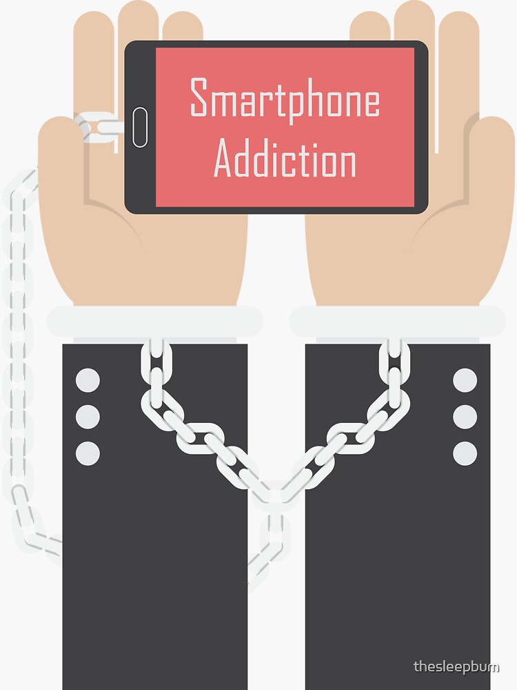 "Mobile Phone Addiction" Sticker for Sale by thesleepbum | Redbubble