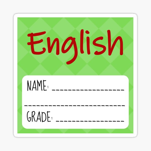 "English notebook labels for school - green" Sticker for Sale by ...