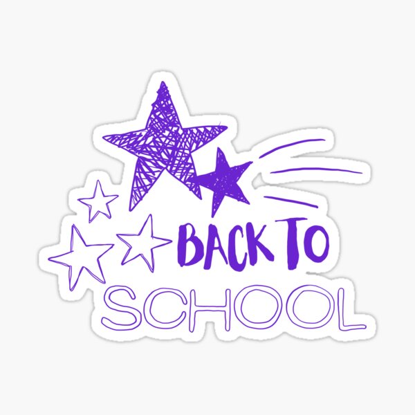 "Back to school, hearts and stars. Purple colorway" Sticker for Sale by ...