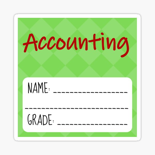 "Accounting notebook labels for school - green" Sticker for Sale by ...