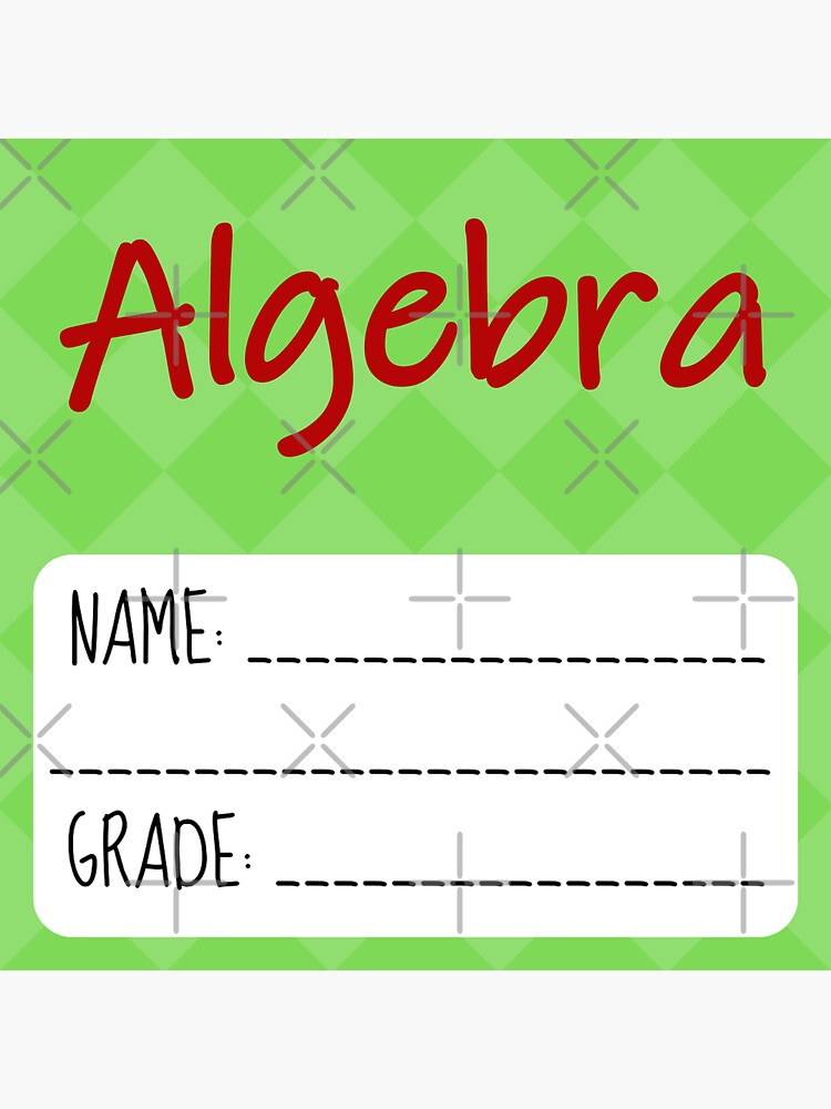 Pegatina «Etiquetas para cuadernos de álgebra para la escuela - verde ...