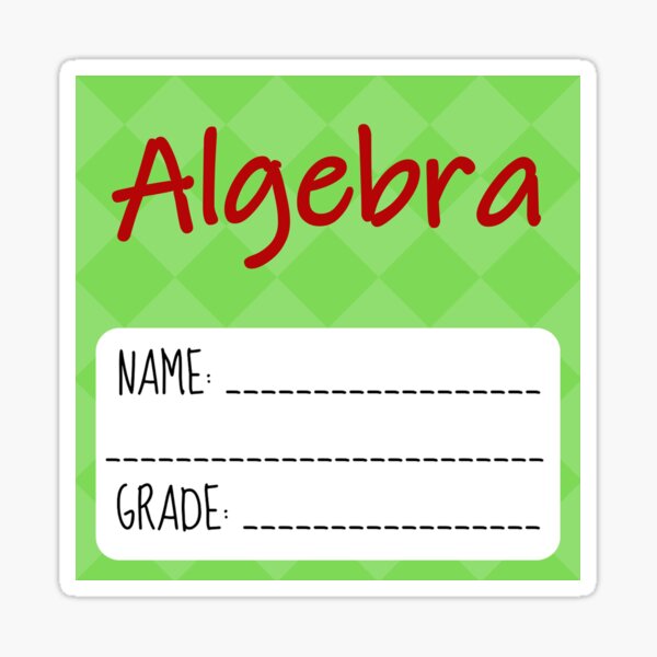 "Algebra notebook labels for school - green" Sticker for Sale by ...