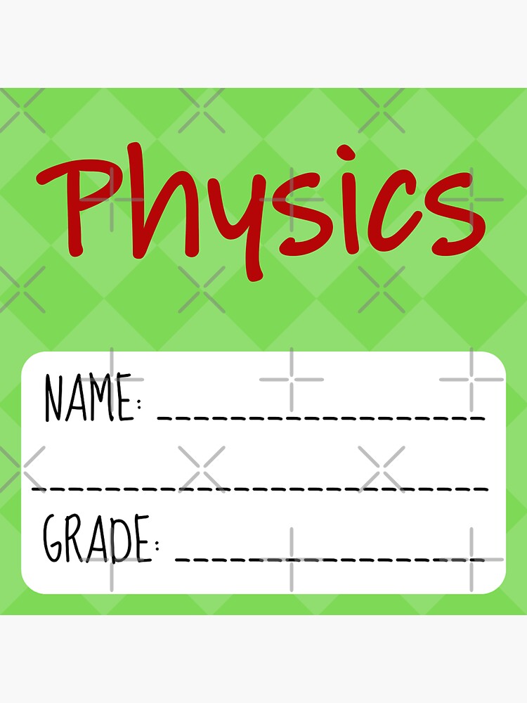 "Physics notebook labels for school - green" Sticker for Sale by ...
