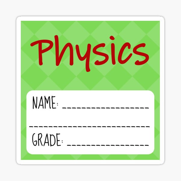 "Physics notebook labels for school - green" Sticker for Sale by ...
