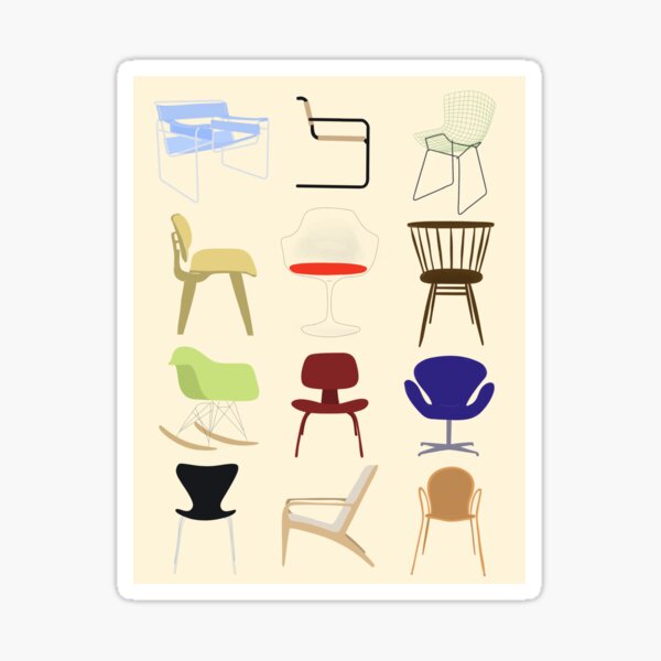 "Iconic Vintage Chairs" Sticker for Sale by kyleemaggi | Redbubble