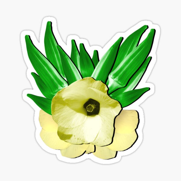 "Okra with Okra Flowers - Fresh green okra " Sticker for Sale by ...