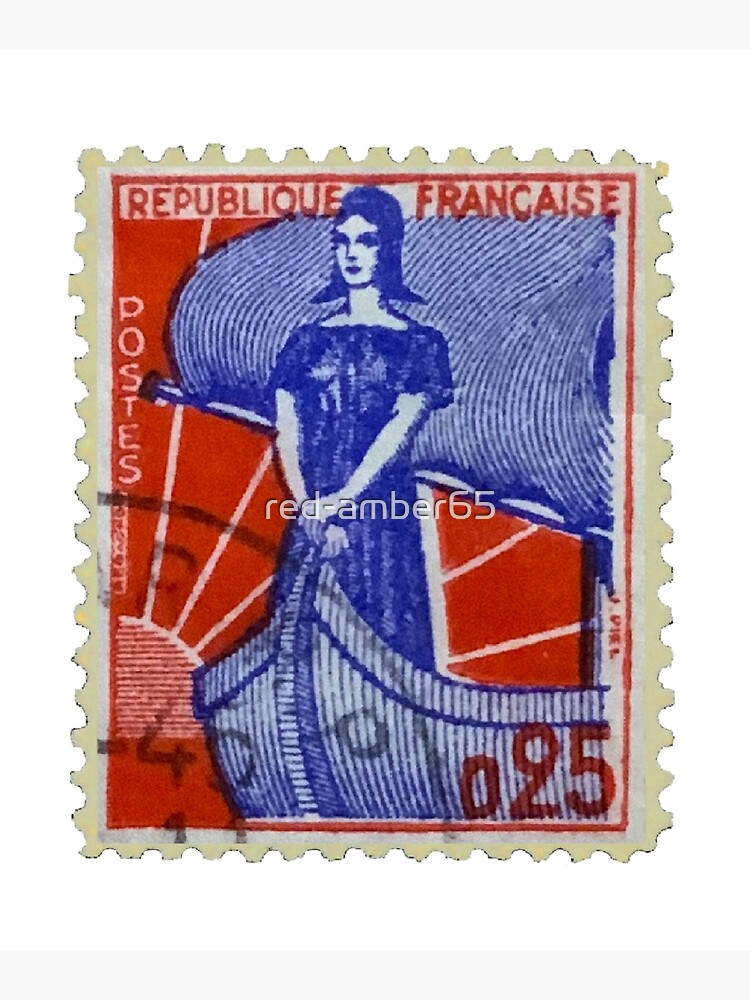 "Liberty Ship Vintage France Red Blue Postage Stamp" Poster for Sale by ...