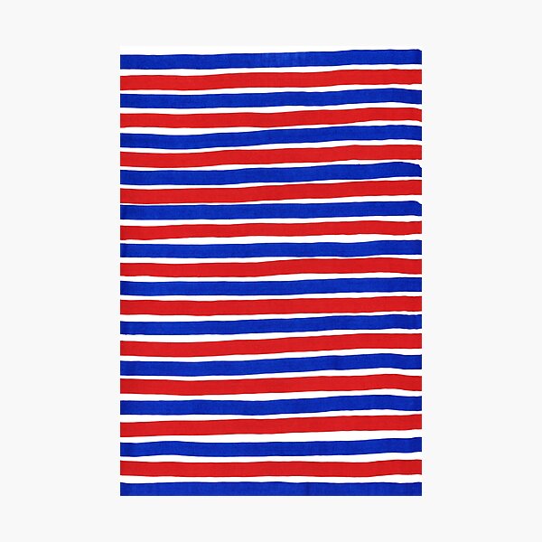 Lámina fotográfica «Patrón de rayas rojas, azules y blancas ...