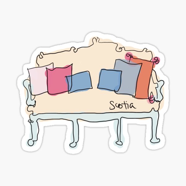 "This is a nice couch" Sticker for Sale by Scotiaboydart | Redbubble