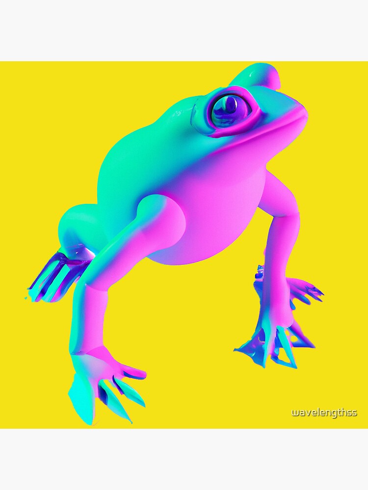 "a full body of a frog in the vaporwave style of the 90s, pastel color ...
