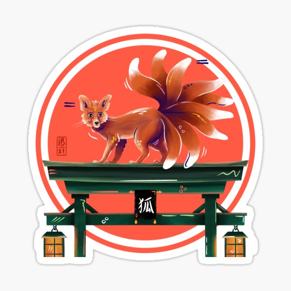 "Kitsune" Sticker for Sale by IndiaBaker | Redbubble