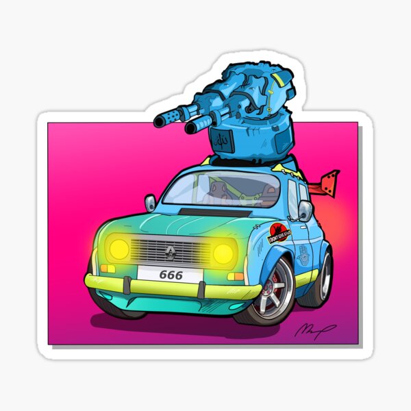 "2D anime vintage car " Sticker for Sale by AXIOM13 | Redbubble