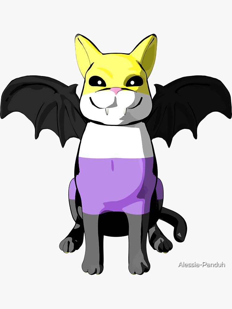 "Non Binary Pride Bat Cat" Sticker for Sale by Alessia-Panduh | Redbubble