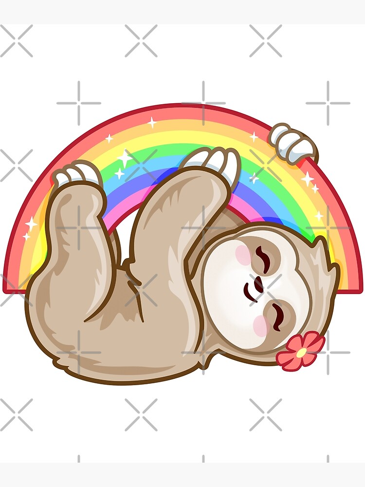 "Cute sloth hanging on a rainbow" Poster for Sale by pablomendoza ...