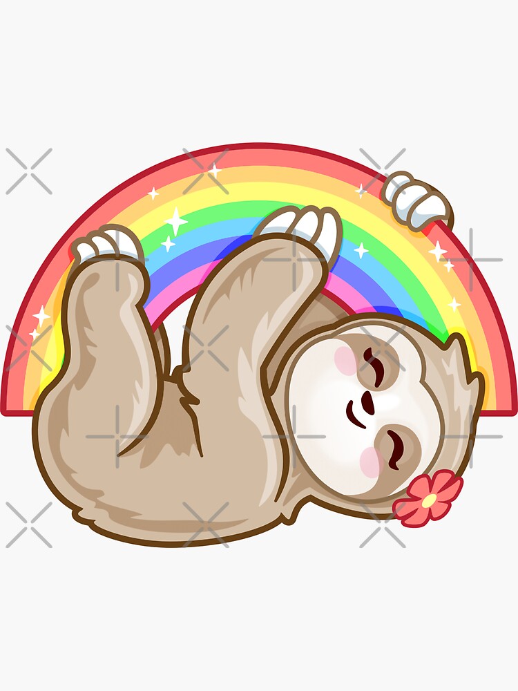 "Cute sloth hanging on a rainbow" Sticker for Sale by pablomendoza ...