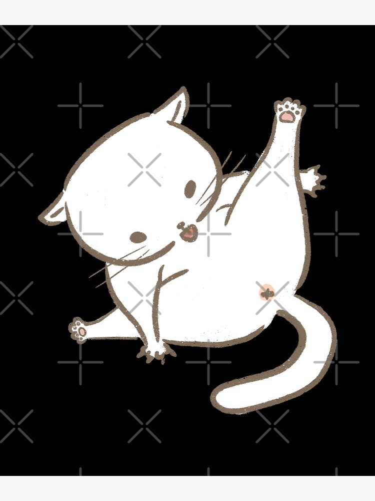"Cartoon Cat Licking Itself Funny Cat" Poster for Sale by Amir-kdr ...