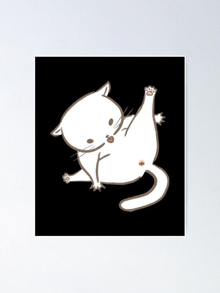 "Cartoon Cat Licking Itself Funny Cat" Poster for Sale by Amir-kdr ...