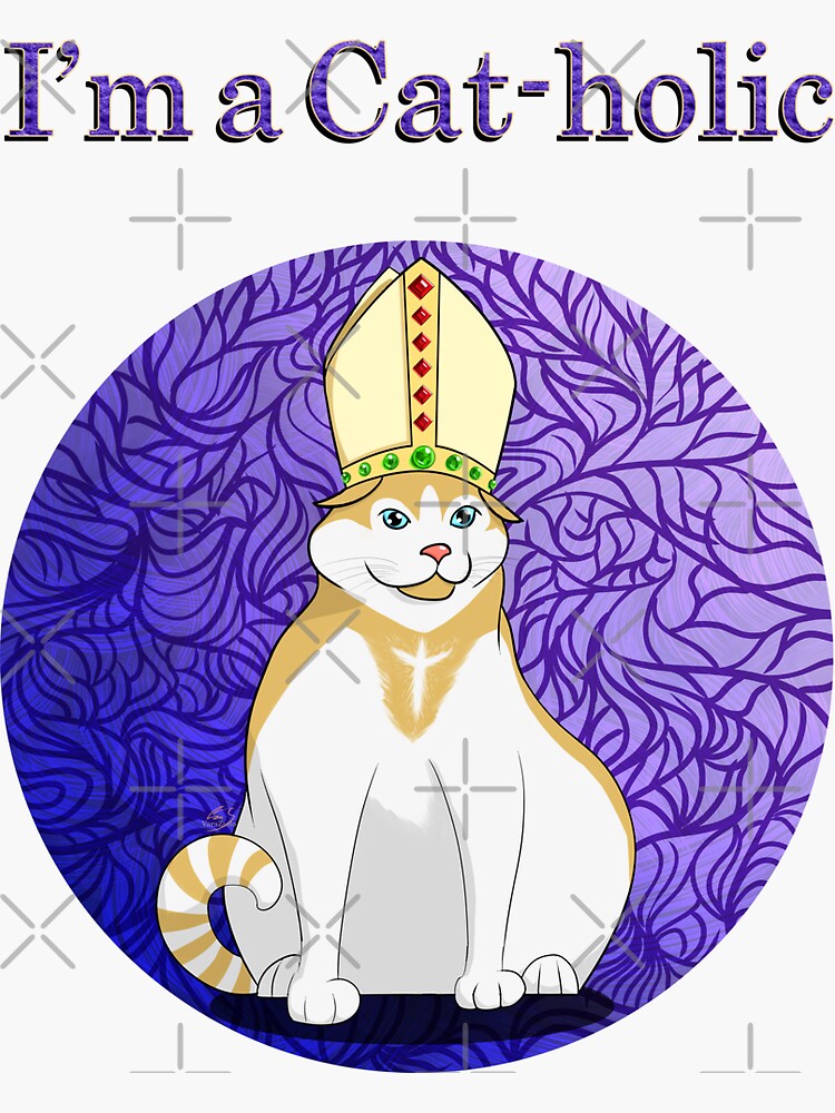 "Cat-holic / Cat pope" Sticker for Sale by VaraZsolo | Redbubble