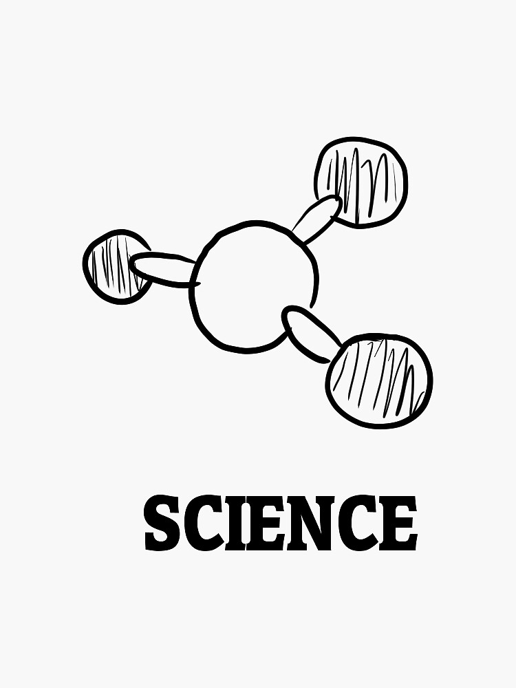 "science, a draw of molecule with three atoms" Sticker for Sale by ...