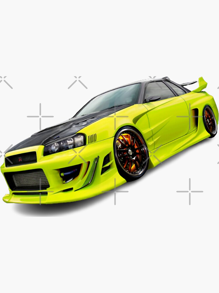 "Modified Nissan R34 GTR Skyline" Sticker for Sale by TheSupercarClub ...