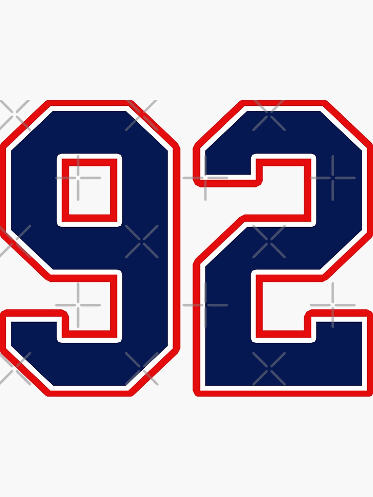 "Number Ninety Two 92 Sports Jersey" Sticker for Sale by MSBDesign ...