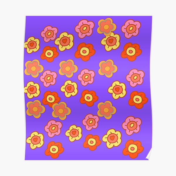 "Retro mid century modern flowers" Poster for Sale by gehad93 | Redbubble