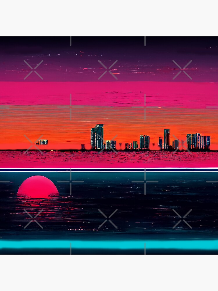 "Classical 80s Retro Sunset Over Miami City Skyline" Poster for Sale by ...