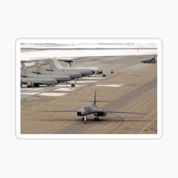 "A B-1B Lancer arrives at Eielson Air Force Base." Sticker by ...