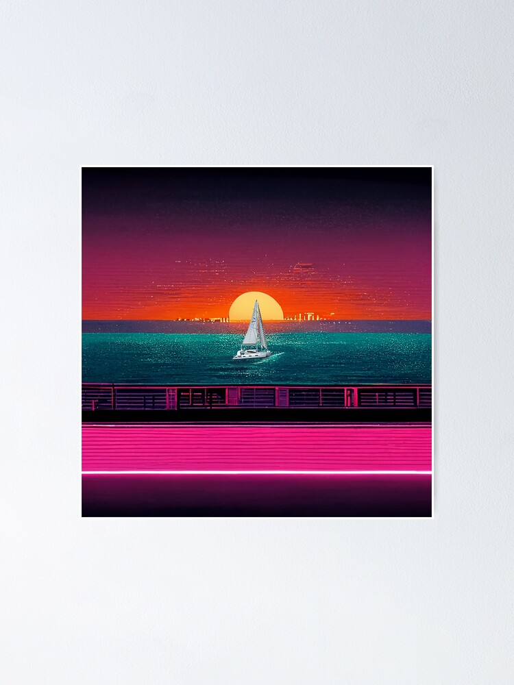 "Retro Sunset 80s Outrun Sailing" Poster for Sale by frigamribe88 ...