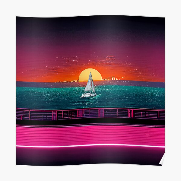 "Retro Sunset 80s Outrun Sailing" Poster for Sale by frigamribe88 ...