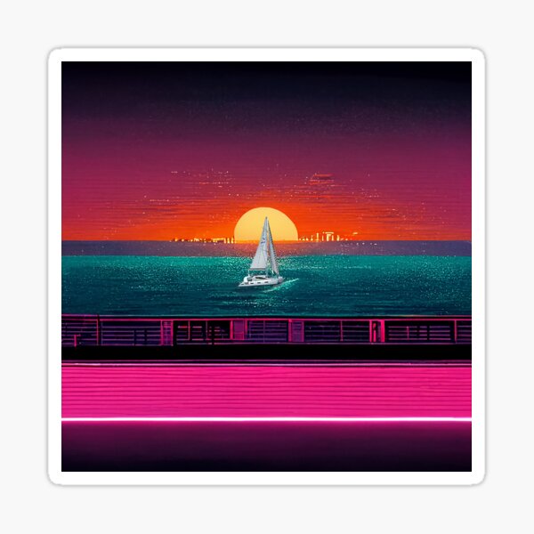 "Retro Sunset 80s Outrun Sailing" Sticker for Sale by frigamribe88 ...