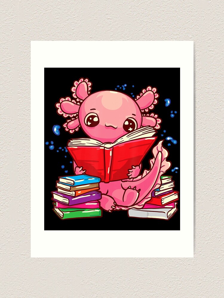 "Axolotl Reading Readolotl Cute Axolotls Salamander" Art Print for Sale ...