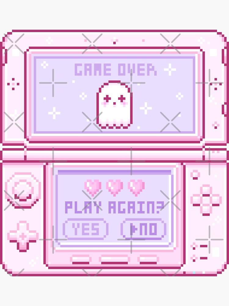 "pastel handheld console ~ game over" Sticker for Sale by milk-bun ...