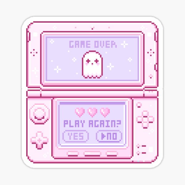 "pastel handheld console ~ game over" Sticker for Sale by milk-bun ...