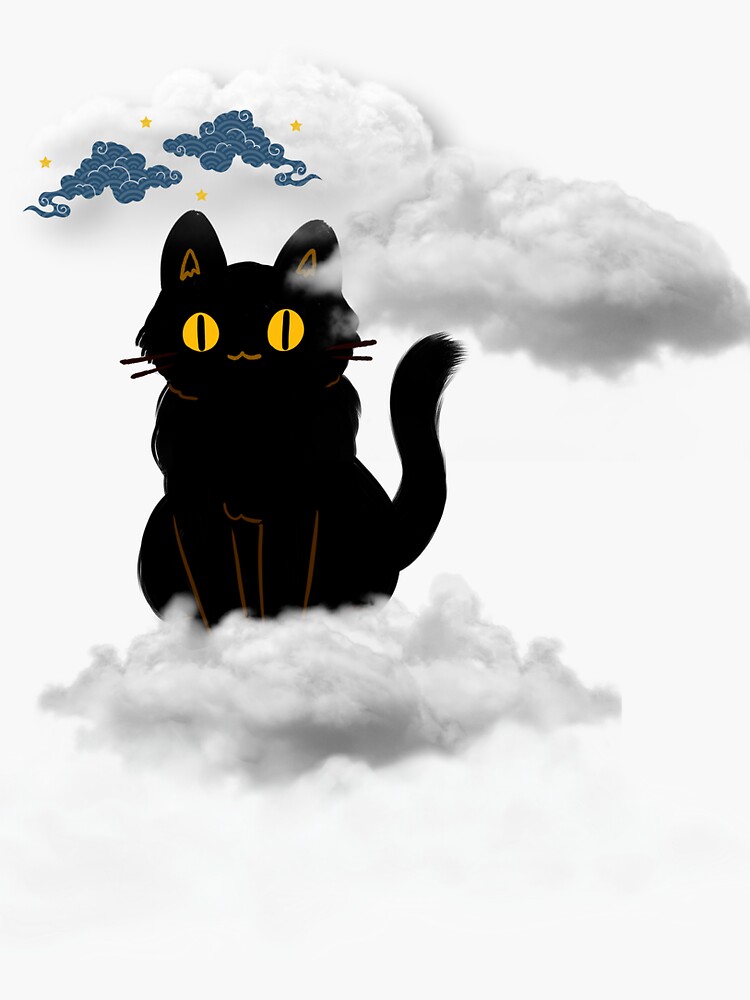 "Black cat and clouds" Sticker for Sale by VeryGood2x | Redbubble