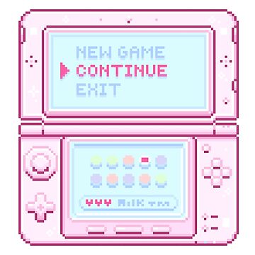 "pastel pink handheld console ~ new game" Sticker for Sale by milk-bun ...