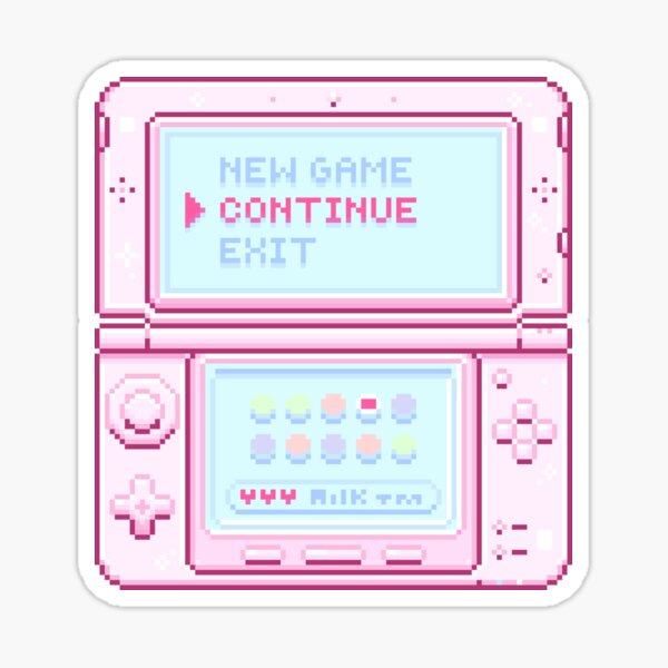 "pastel pink handheld console ~ new game" Sticker for Sale by milk-bun ...