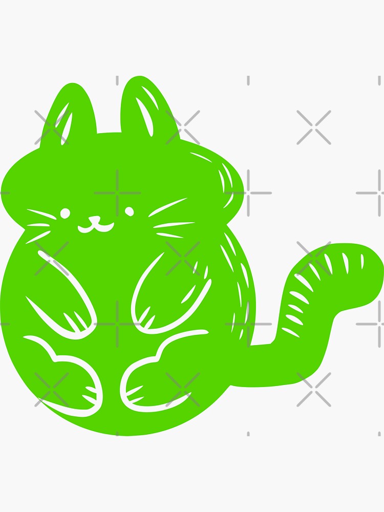 "chubby green cat" Sticker for Sale by ramonparaiba | Redbubble