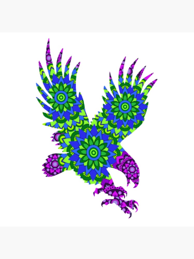 " Eagle silhouette decorated with a colorful mandala design" Poster for ...